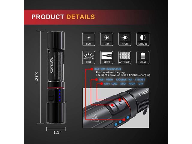WARSUN LED Flashlights High Lumens Rechargeable Tactical Flashlights ...