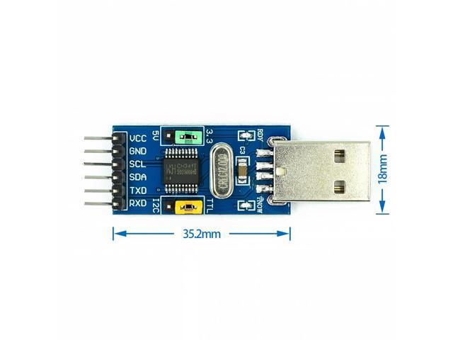 CH341T 2 in 1 module 3.3V 5V USB to I2C IIC UART USB to TTL single-chip ...