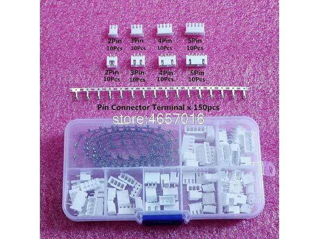 230pcs XH2.54 2p 3p 4p 5 pin 2.54mm Pitch Terminal Kit / Housing / Pin Header JST Connector Wire ...