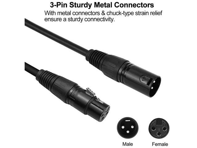 6.5Ft / 2M DMX Cable, 8PCS 3 Pin DMX Cables DMX Wires, DMX512 XLR Male ...