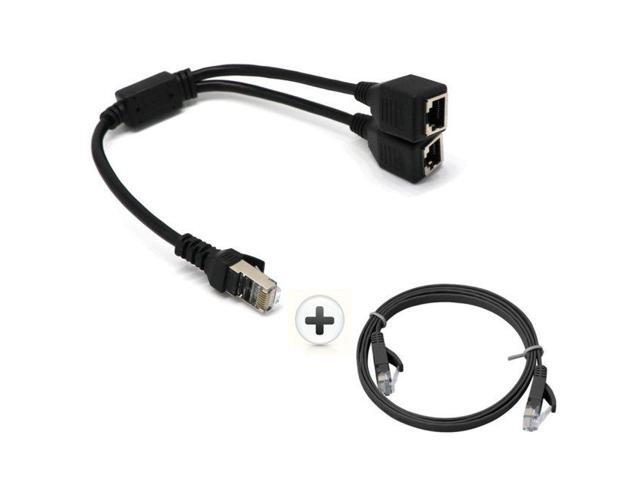 RJ45 Network Splitter Adapter Cable 1 Male to 2 Female Socket Port LAN ...
