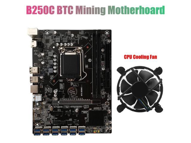 B250C BTC Mining Motherboard with CPU Cooling Fan 12XPCIE to USB3.0 ...