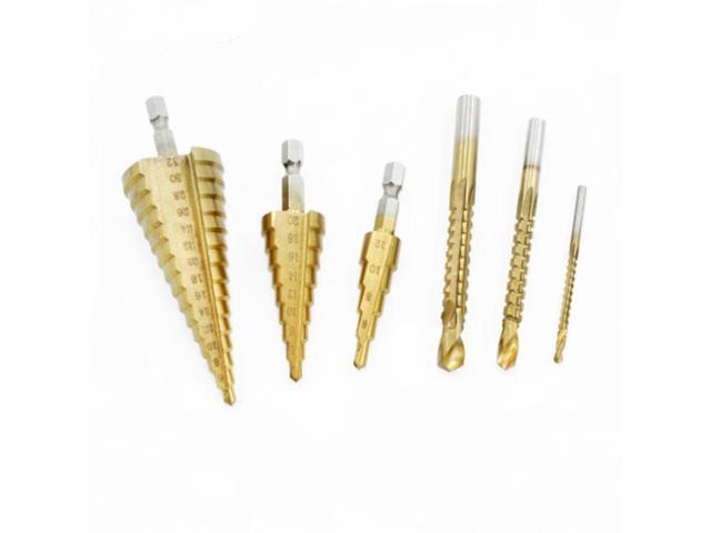 6PCS HSS Steel Titanium Step Drill Bit Set 4-12 20 32mm Metal Hole ...