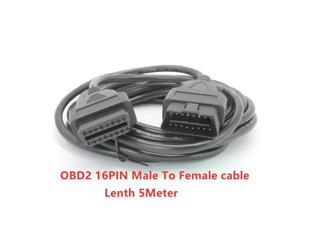 Car 16Pin OBD2 5meter Male Extension Cable To Female Extended 5M OBD ...