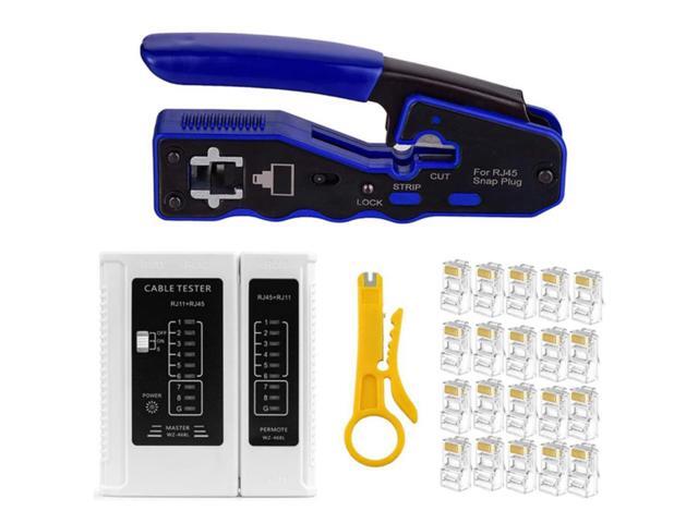 RJ45 Crimp Tool Kit with 50 Pieces Cat6A Pass Through Connectors ...