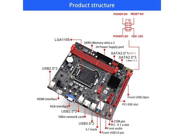 B75M Computer Motherboard LGA1155 With SATA Cable Supports Core I3 I5 ...