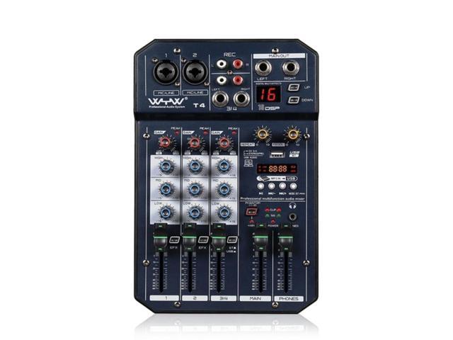 WYW 4 Channel Protable Audio Mixer DJ Console With DSP Effect Sound ...