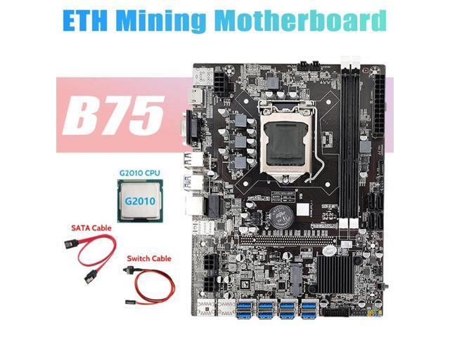 B75 USB ETH Mining Motherboard 8XUSB3.0+G2010 CPU+SATA Cable+Switch ...