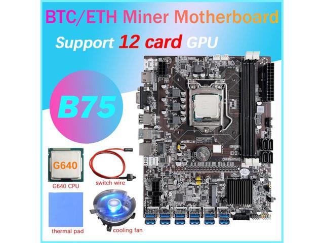 B75 12 Card GPU BTC Mining Motherboard+G640 CPU+Fan+Thermal Pad+Switch Cable 12XUSB3.0 Slot ...
