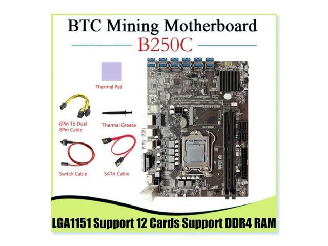B250C BTC Mining Motherboard 12 GPU+6Pin To Dual 8Pin Cable+SATA Cable ...