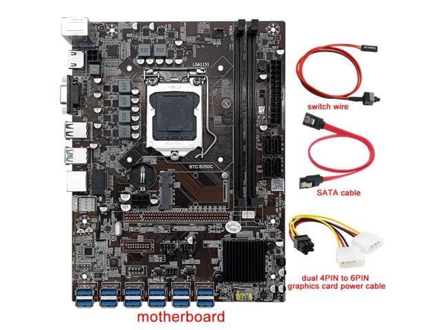 12 Card B250C BTC Mining Motherboard+4PIN To 6PIN Power Cable+SATA ...
