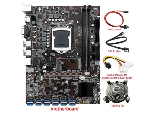 B250C 12 Card BTC Mining Motherboard+Cooling Fan+Power Cable+SATA Cable ...