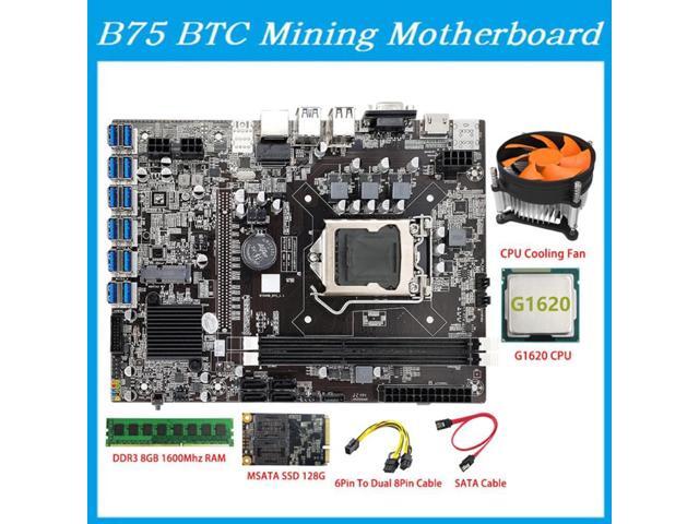 B75 BTC Mining Motherboard 12 PCIE To USB LGA1155 MSATA SSD 128G+DDR3 ...