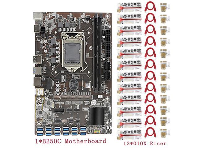 B250C BTC Mining Motherboard 12 USB3.0 to PCIE Graphics Slot LGA 1151 ...