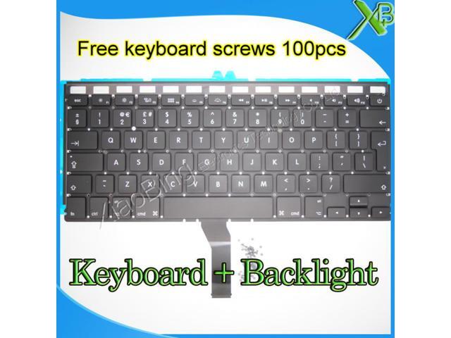 UK keyboard+Backlight Backlit+100pcs keyboard screws For MacBook Air 13 ...