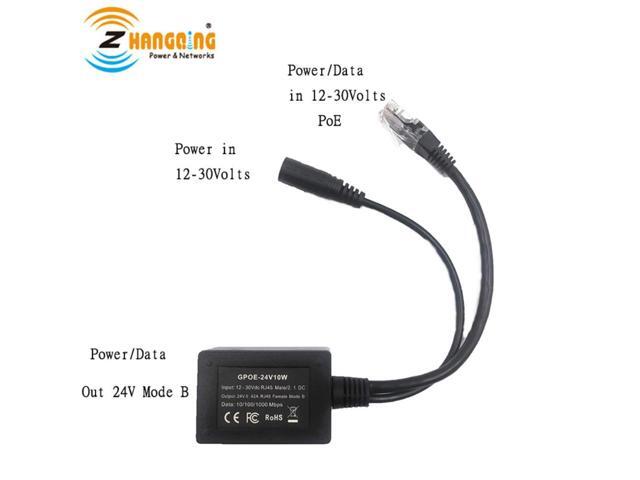 PoE Inline Converter for 12 Volt and Solar to PoE Conversions set Input ...