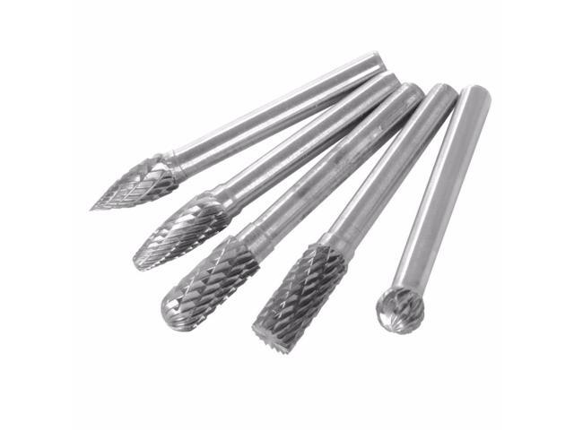 5pcs 6mm Shank Tungsten Carbide Rotary Point Burr Die Grinder Bit Set ...