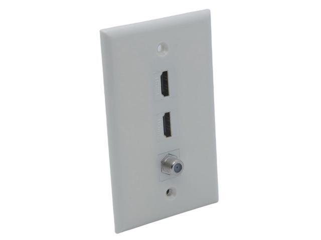 Almond Color 1 Gang 2 Ports HDMI 1 Port Coaxial F RG6 Female To Female ...