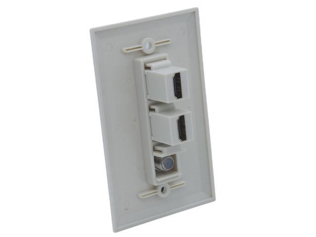 Almond Color 1 Gang 2 Ports HDMI 1 Port Coaxial F RG6 Female To Female ...
