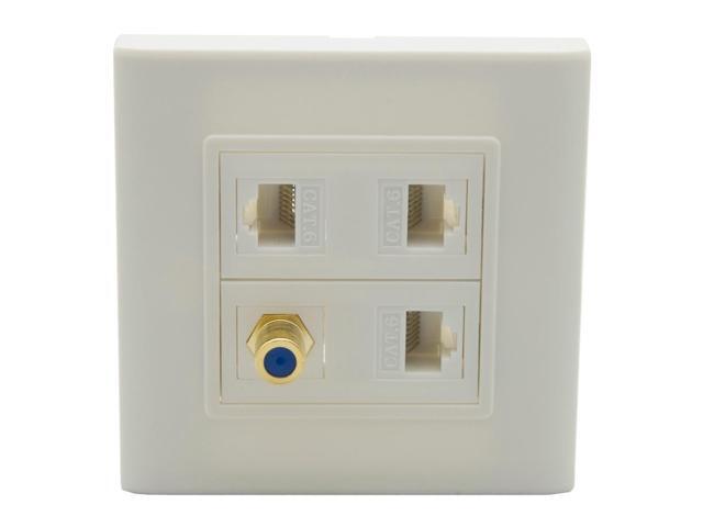 EU 86 Style 3 Ports CAT6 RJ45 1 Port Coaxial F RG6 Female To Female ...