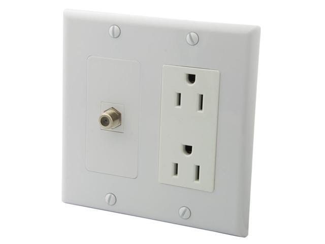 2 Gang F RG6 Connector US Style Electrical Power Wall Plate - Newegg.com