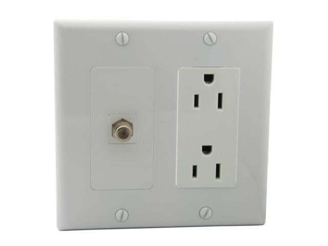 2 Gang F RG6 Connector US Style Electrical Power Wall Plate - Newegg.com