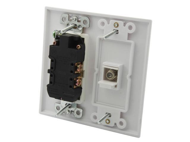 2 Gang F RG6 Connector US Style Electrical Power Wall Plate - Newegg.com