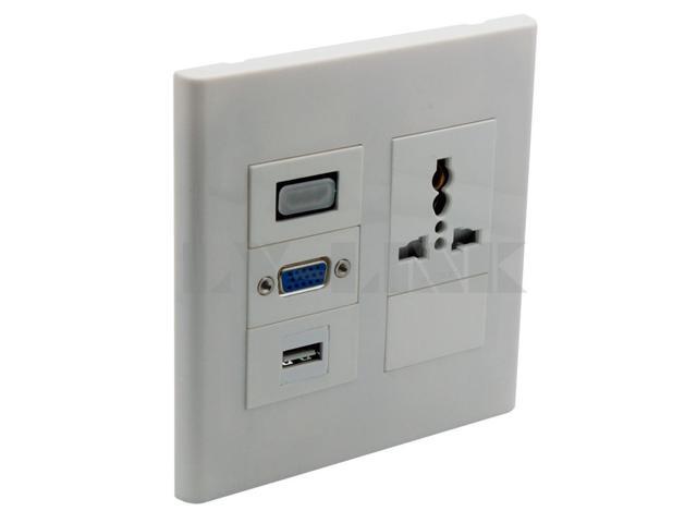 120 X 120mm face plate with HDMI VGA USB AC power wall plate and ...