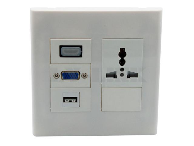 120 X 120mm face plate with HDMI VGA USB AC power wall plate and ...
