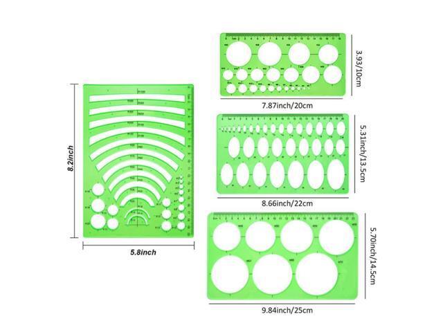 4 Pieces Template Plastic Rulers Circle Oval Circle Radius Drawing ...