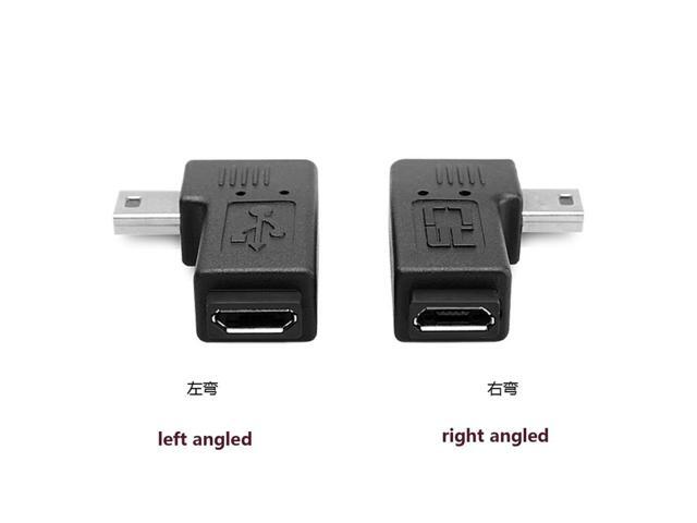 90 Degree Angled Mini USB Male to Micro USB Female Data Sync Power ...