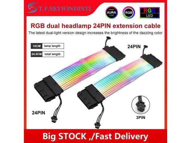 RGB Dual Head Light 24-Pin Header Extension Cable For 24-Pin 3-Pin ...