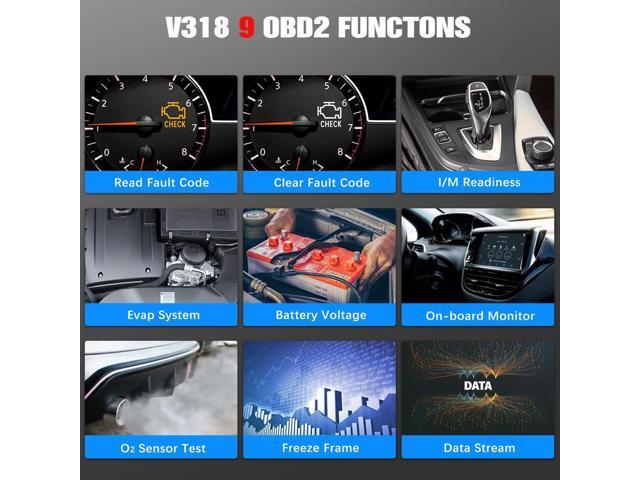 V318 OBD2 Car Diagnostic Scan Tool Automotive ODB2 Code Reader with Russian OBD 2 Scanner Auto ...