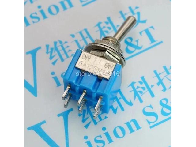 20PCS/LOT Blue 6 Pin DPDT ON-ON 6A125VAC Miniature Toggle Switches MTS ...