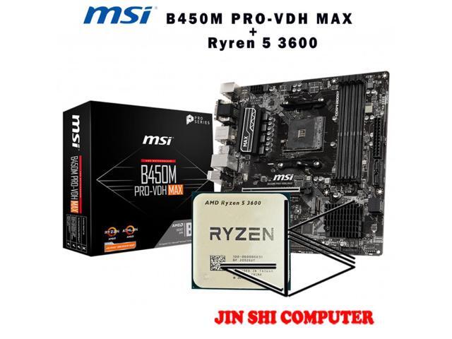 AMD Ryzen 5 3600 R5 3600 CPU + MSI B450M PRO-VDH MAX Motherboard Set meal Socket AM4 / no fan ...
