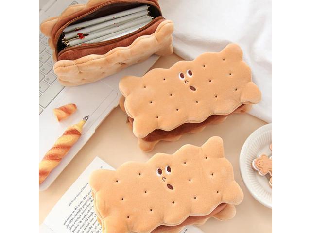 Cute Creative Cookie Soft Plush Pencil Case Bag Kawaii Cartoon Biscuit ...