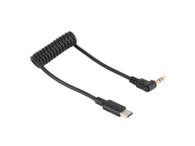 Type-C To 3.5MM Male Spiral Aux Cable, USB C Male 90 Degree Right Angle ...