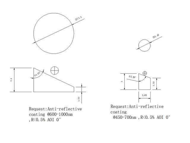 Diameter 3.65 mm and 12.5mm Optical Glass Lens Wedge Prism lens With ...