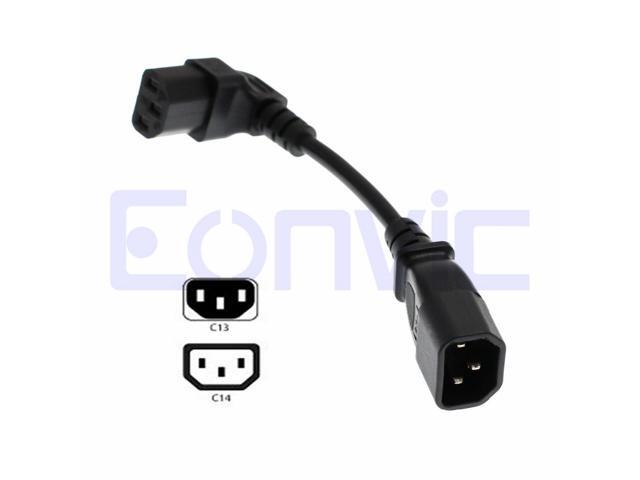 IEC 320 C14 to Elbow C13 3 Prong PDU UPS Power Supply Extension Cord ...