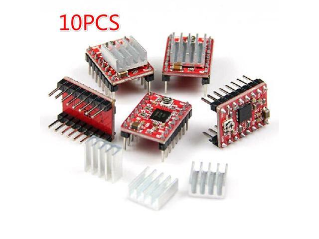 10PCS/LOT A4988 Stepstick Stepper Motor Driver Module + Heat Sink for ...