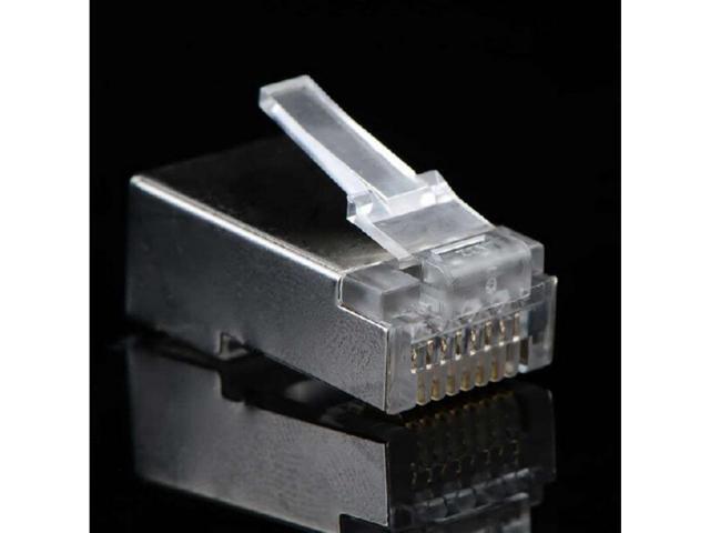 50pcs Metallic Shielded RJ45 Plug SHIELDED Metal Ethernet Network Ends ...
