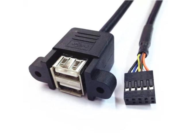 50cm PC Computer DIY HOST Case Motherboard 10Pin USB Female to 2 Port ...