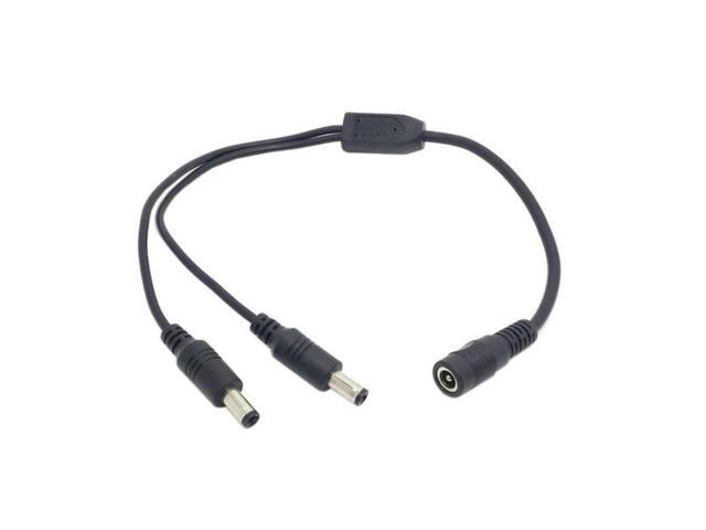 DC 5.5mm Jack Power Female Barrel to 2 Male Plug Barrel Connector ...