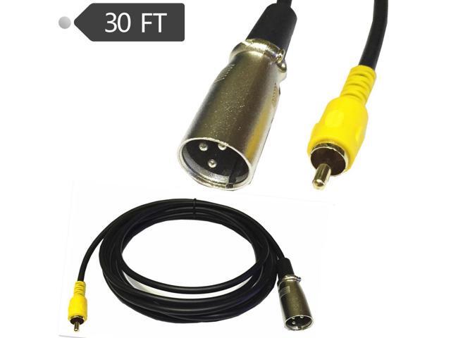 3Pin XLR male to single phono RCA coaxial shield cable Gold plated 30ft ...