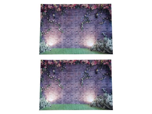 2Pcs 7X5ft Flowers Wall Photography Backdrops Brick Backdrop Spring ...