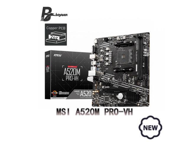 MSI A520M PRO-VH A520 DDR4 64G 4600+ (OC)MHz USB3.2 support AMD Ryzen R3 R5 R7 R9 Desktop CPU ...