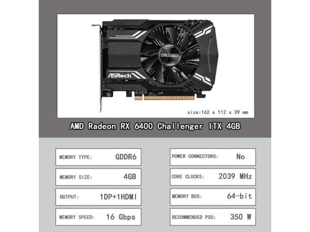 ASRock AMD Radeon RX 6400 Challenger ITX 4GB RX6400 4G 16000MHz GDDR6 ...