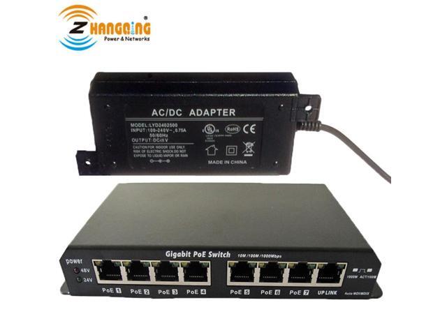 Security PoE Switch Gigabit 7+1 port PoE Switch With 48V 60W Power ...