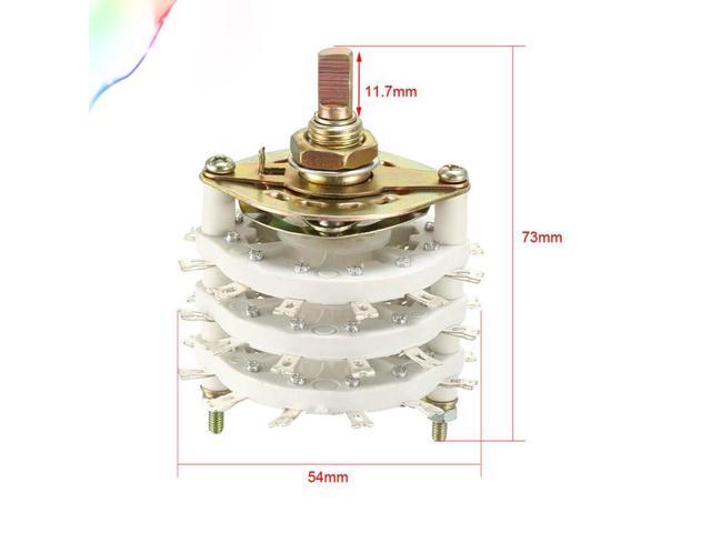 6P5T 6 Pole 5 Position 3 Deck Band Channel Rotary Switch Selector with ...