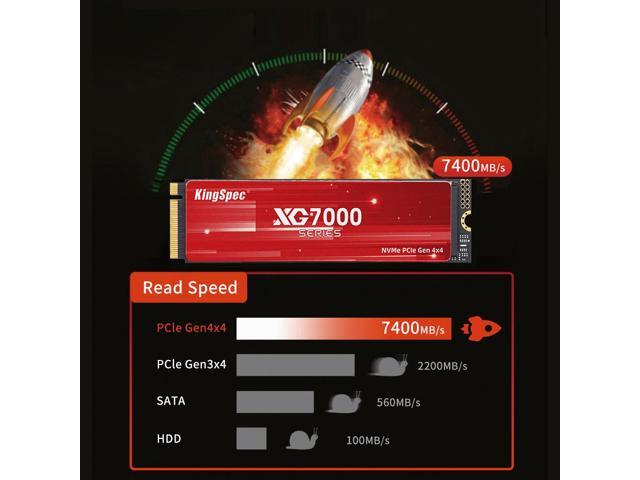 KingSpec XG 7000 1TB M.2 2280 PCIe 4.0x4 NVME 1.4 Internal Solid State ...